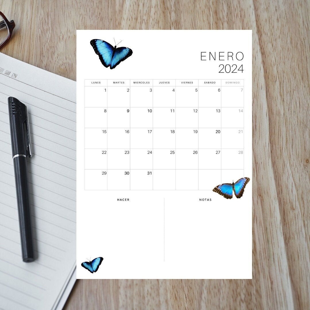 Calendario A4 Mariposas Para Imprimir - Etsy