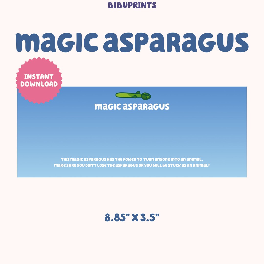 Blue Magic Asparagus | Party Favors | Digital Download - Etsy