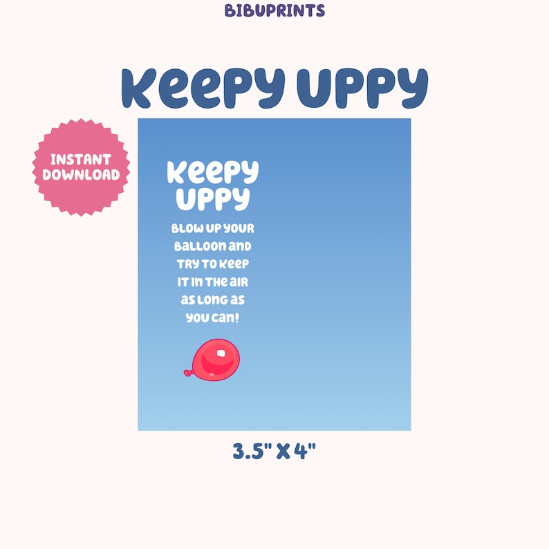 Blue Keepy Uppy | Party Favors | Digital Download - Etsy