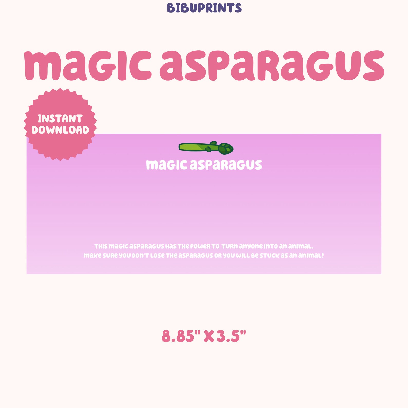 Pink Magic Asparagus | Party Favors | Digital Download - Etsy