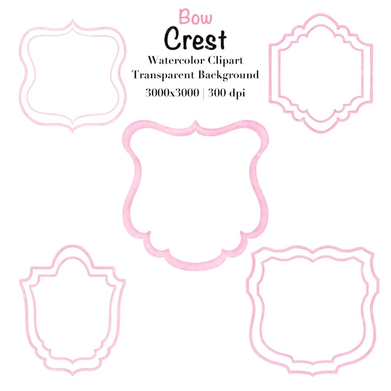 Pink Coquette Ribbon Bow Crest Frames Clipart: Wedding Monogram Png ...
