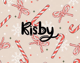 Bow Candy Cane Seamless Pattern for Fabric Coquette Christmas Seamless ...