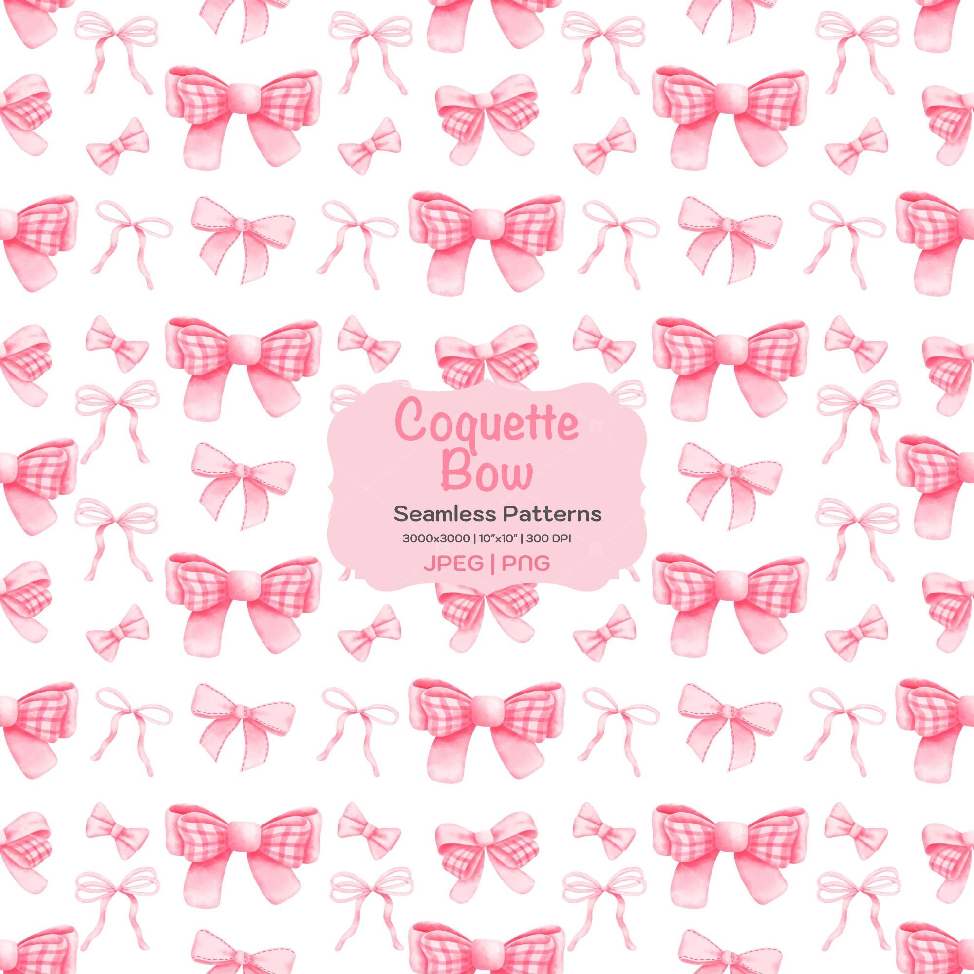 Pink Coquette Ribbon Seamless Pattern, Cute Preppy Pink Bow Aesthetic ...