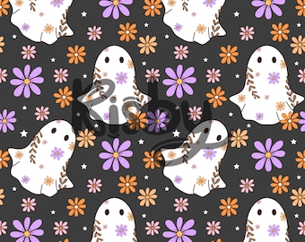 Floral Ghost Seamless Pattern – Halloween Ghost Daisy Digital Paper. - Etsy