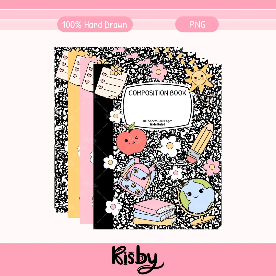 Composition Book PNG Personalized Notebook Cover Design Pastel First ...