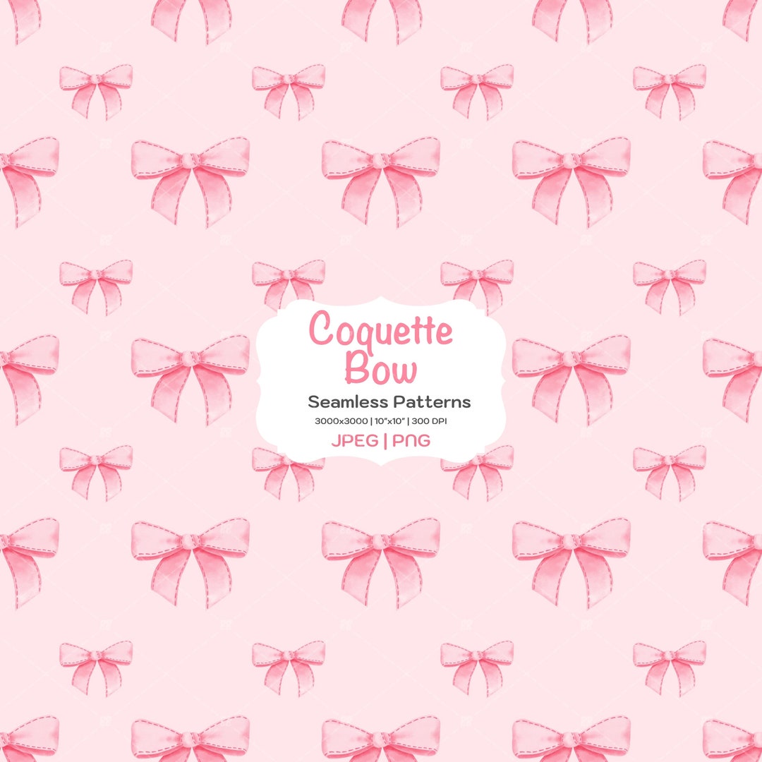 Pink Coquette Bow Seamless Pattern, Soft Girl Pattern Design, Printable ...