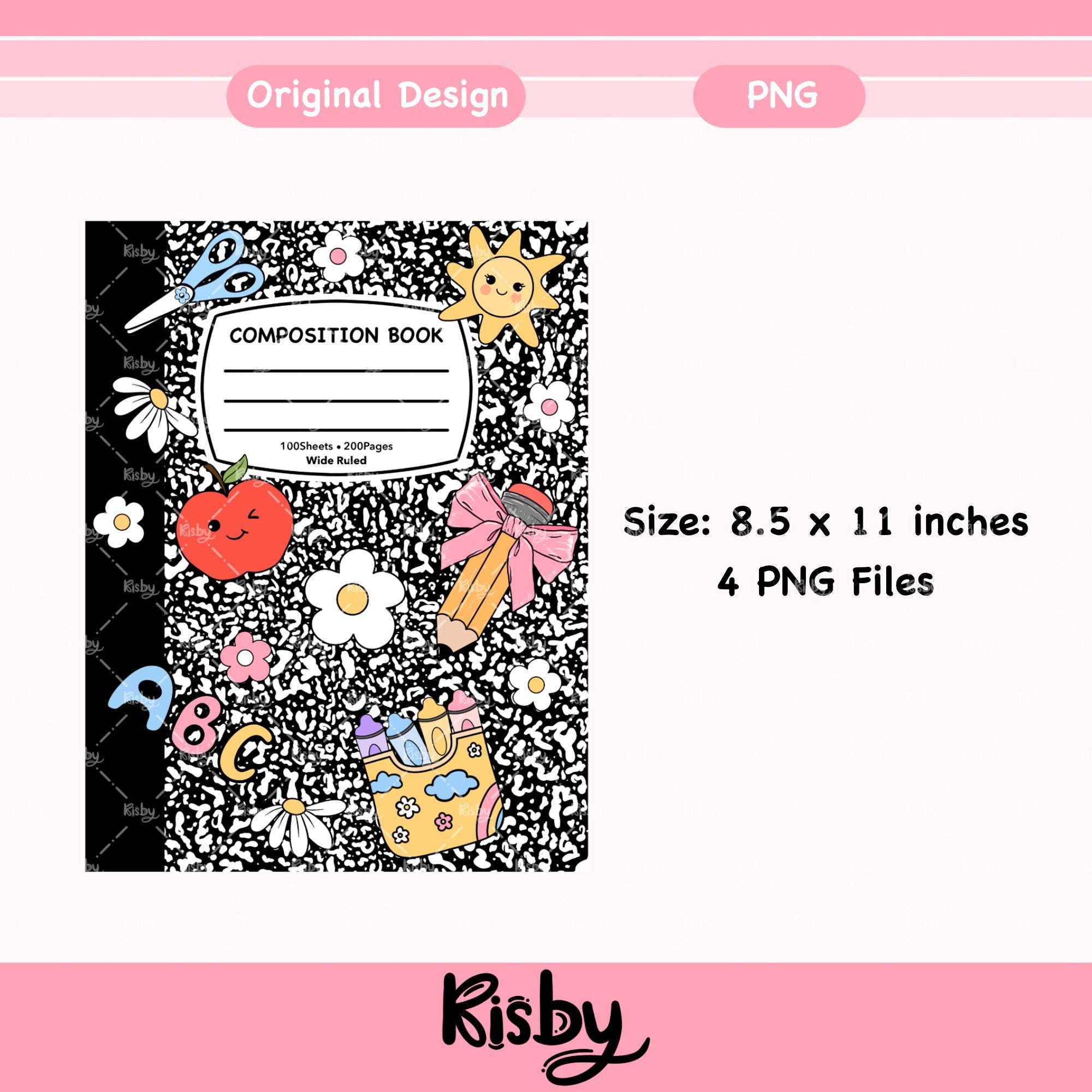 Composition Book PNG Personalized Notebook Cover Design First Day of ...