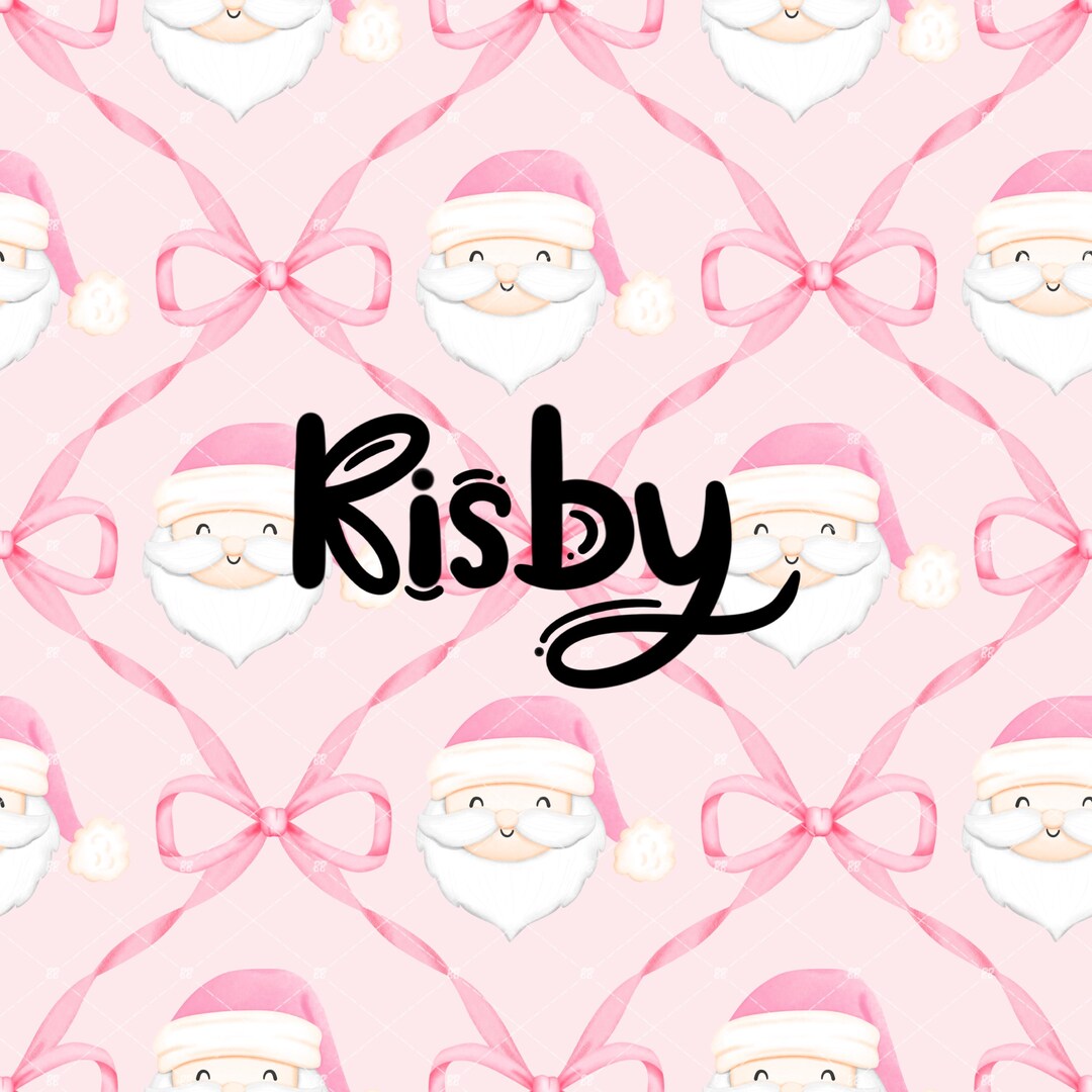 Preppy Pink Christmas Santa and Coquette Bows Seamless Pattern ...