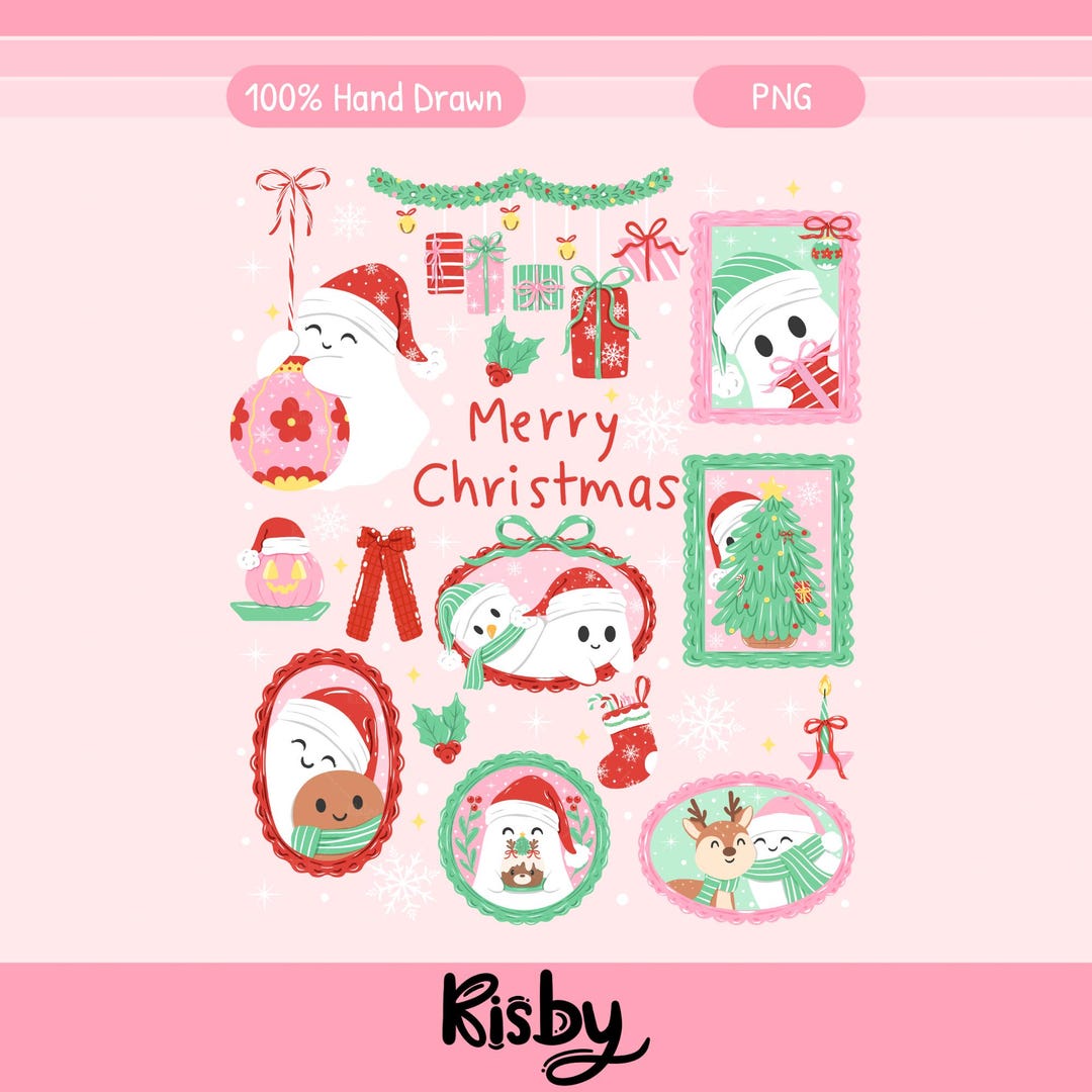 Merry Christmas Ghost Frames PNG, Spooky Santa Ghost Portrait ...