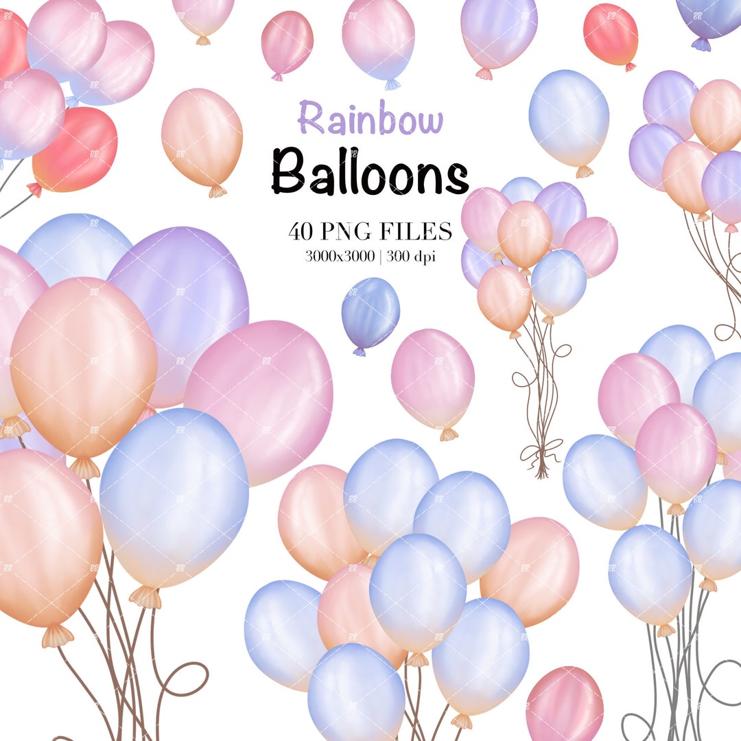 Watercolor Pastel Balloons Clipartvalentine Balloons - Etsy