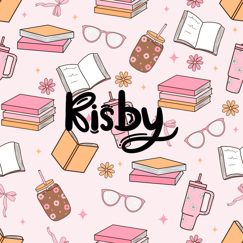 Bookish Seamless Repeating Pattern, Cute Girly Coquette Books & Ice ...