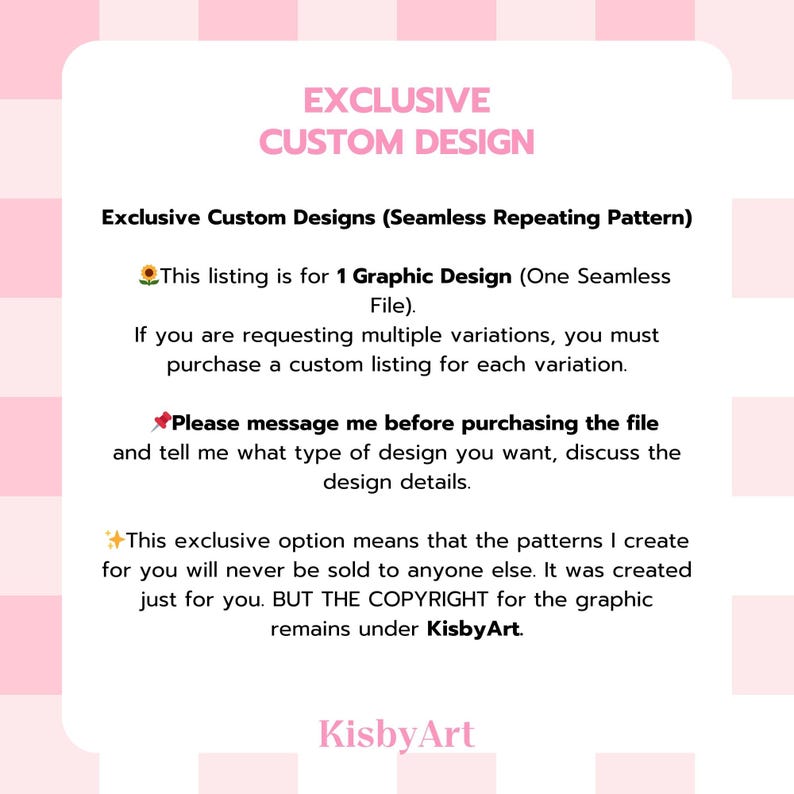 Exclusive Custom Design ( Seamless Repeating Pattern ) - Etsy