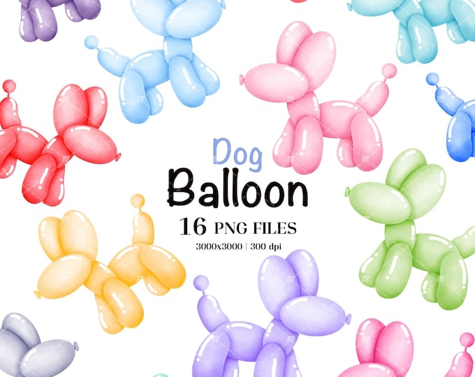 BALLOON ANIMALS Clipart, Party Balloons Clipart, Animal Balloons, Party ...