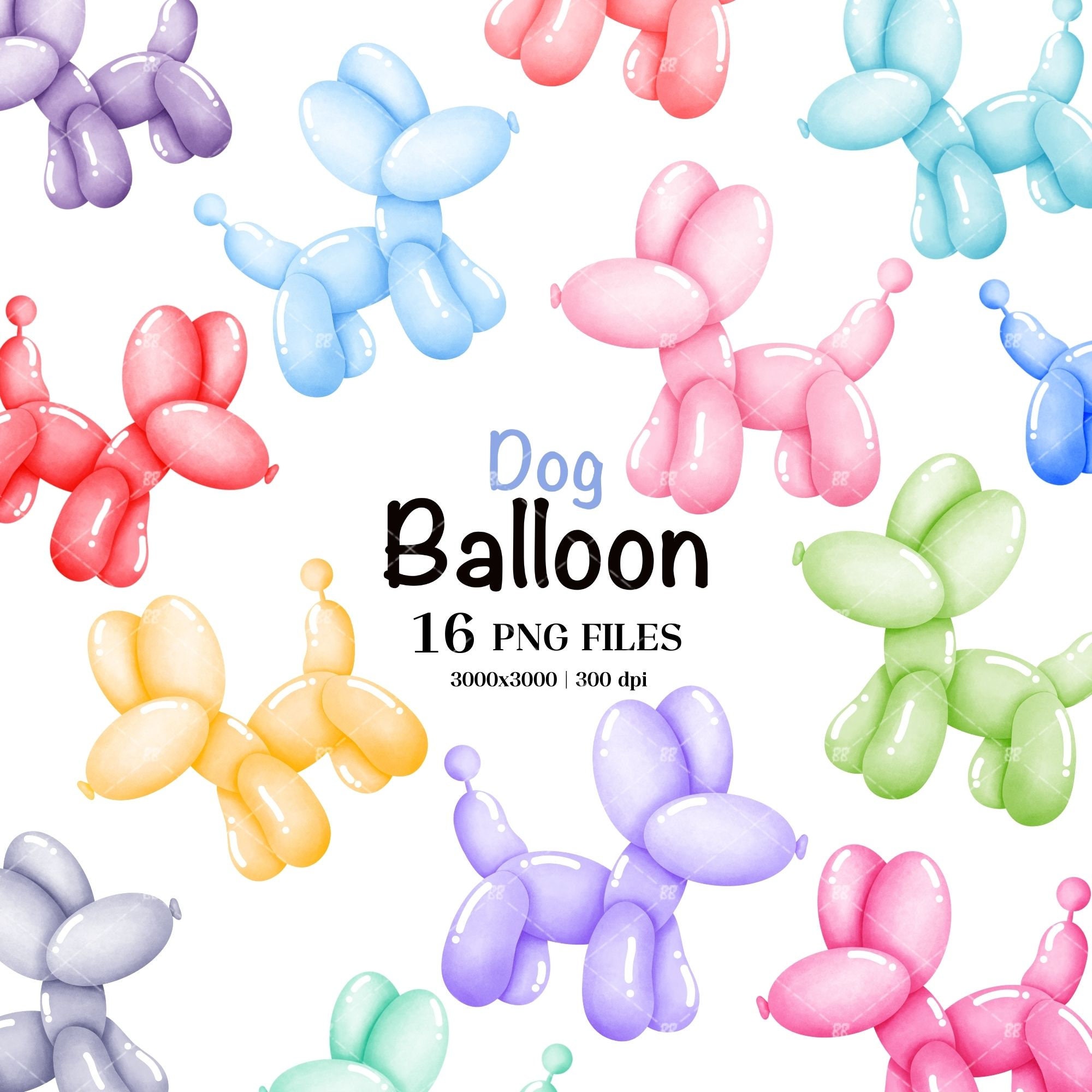 Balloon Animal PNG Clipart, Dog Balloons, Baby Shower Clipart, Birthday ...