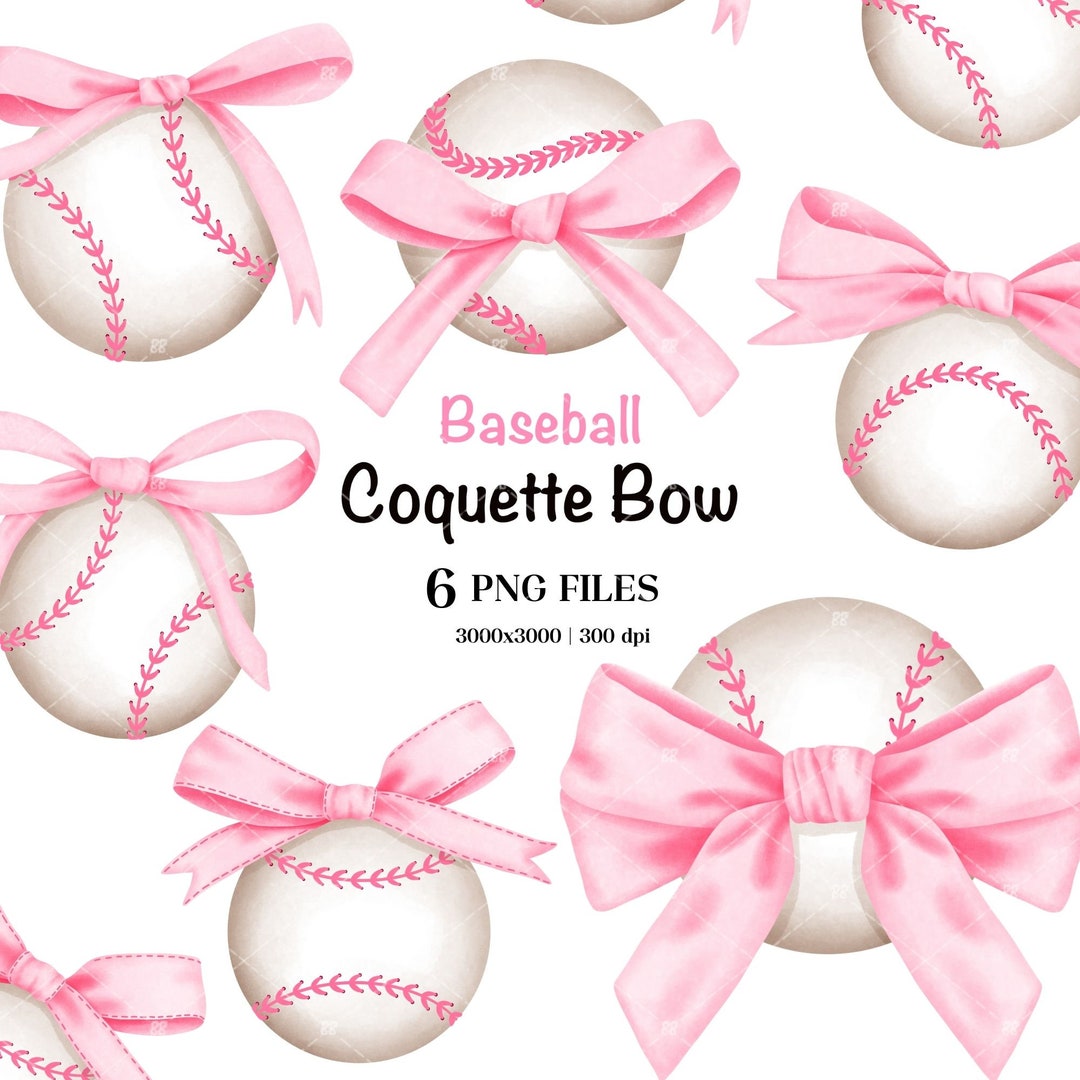Baseball Coquette Bow Png, Pink Bow Png, Soft Girl Era Aesthetic Png ...