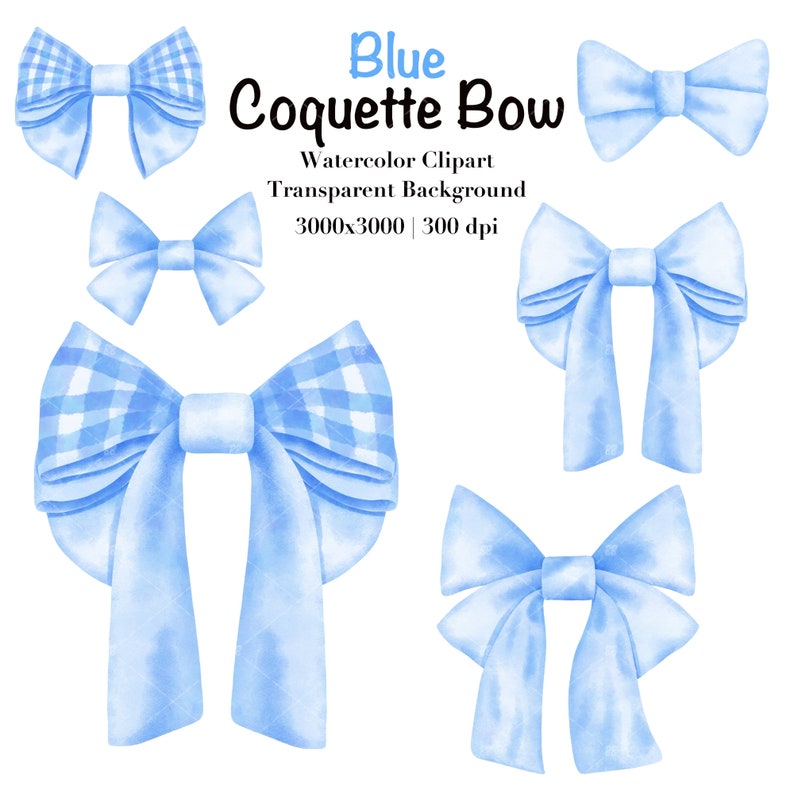 Blue Coquette Ribbon Bow Png,watercolor Pastel Ribbon Banners and Bows ...