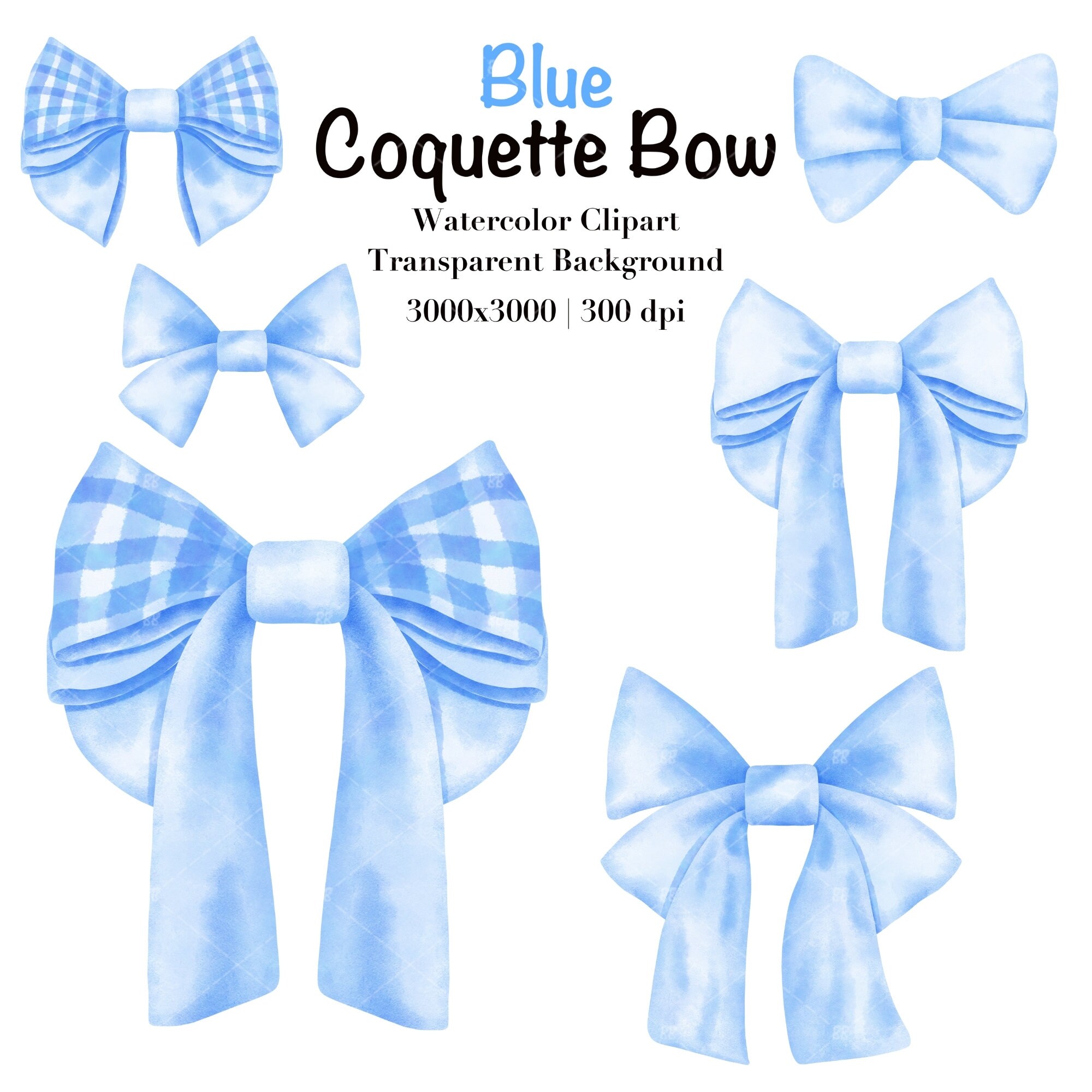 Blue Coquette Ribbon Bow Png,watercolor Pastel Ribbon Banners and Bows ...