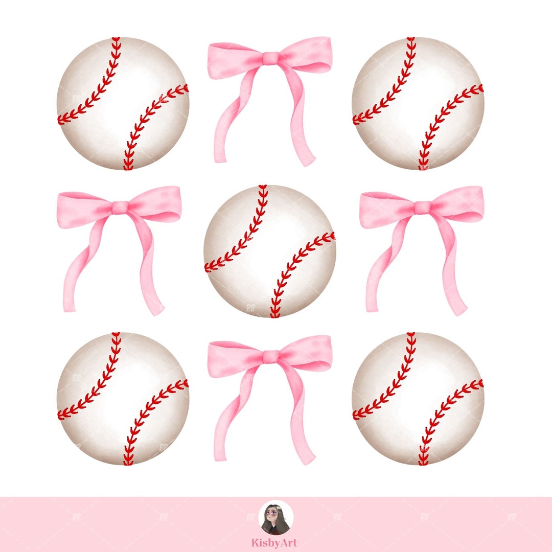 Baseball Coquette Bow Png, Pink Bow Png, Soft Girl Era Aesthetic Png ...