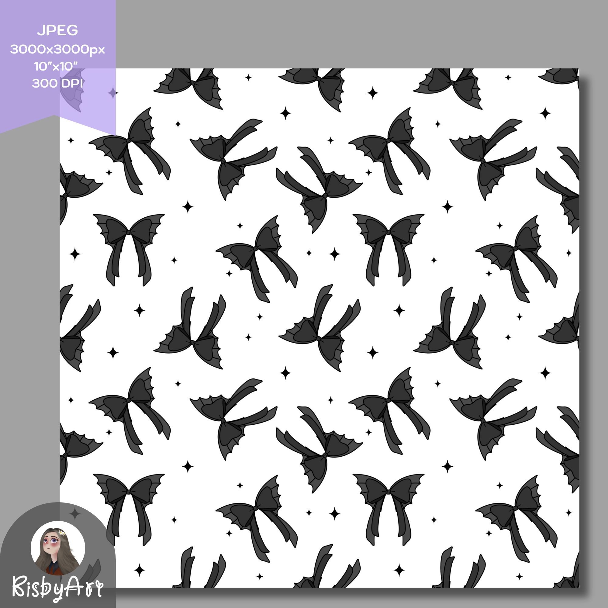 Halloween Bat Coquette Bow Seamless Pattern Girly Preppy Dark Coquette ...