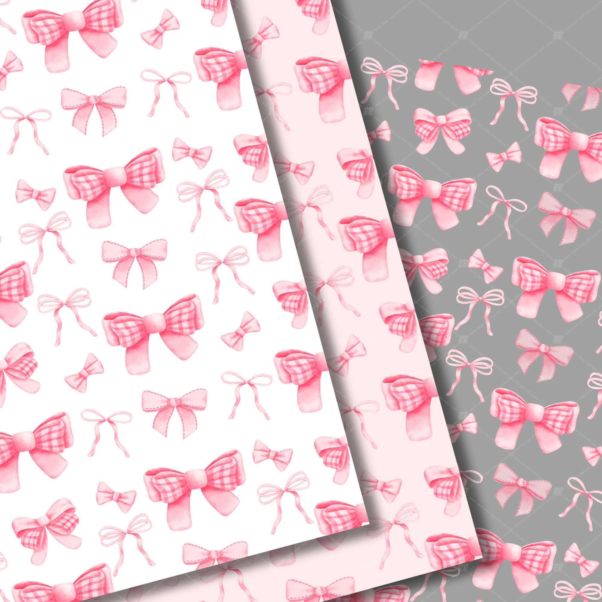 Pink Coquette Ribbon Seamless Pattern, Cute Preppy Pink Bow Aesthetic ...