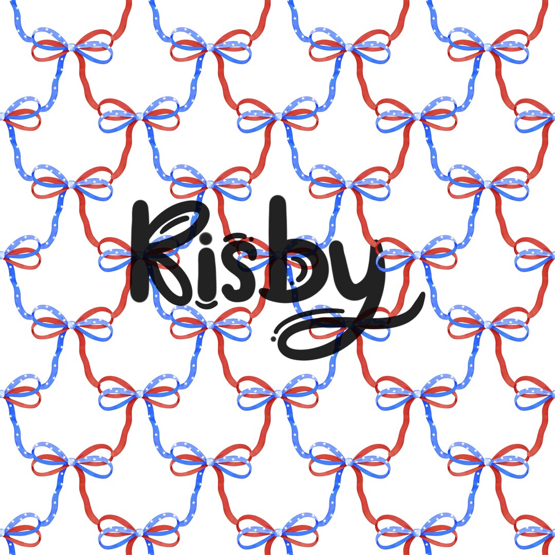 Red White Blue Coquette Ribbon Bow Trellis Seamless Pattern 4th of July ...