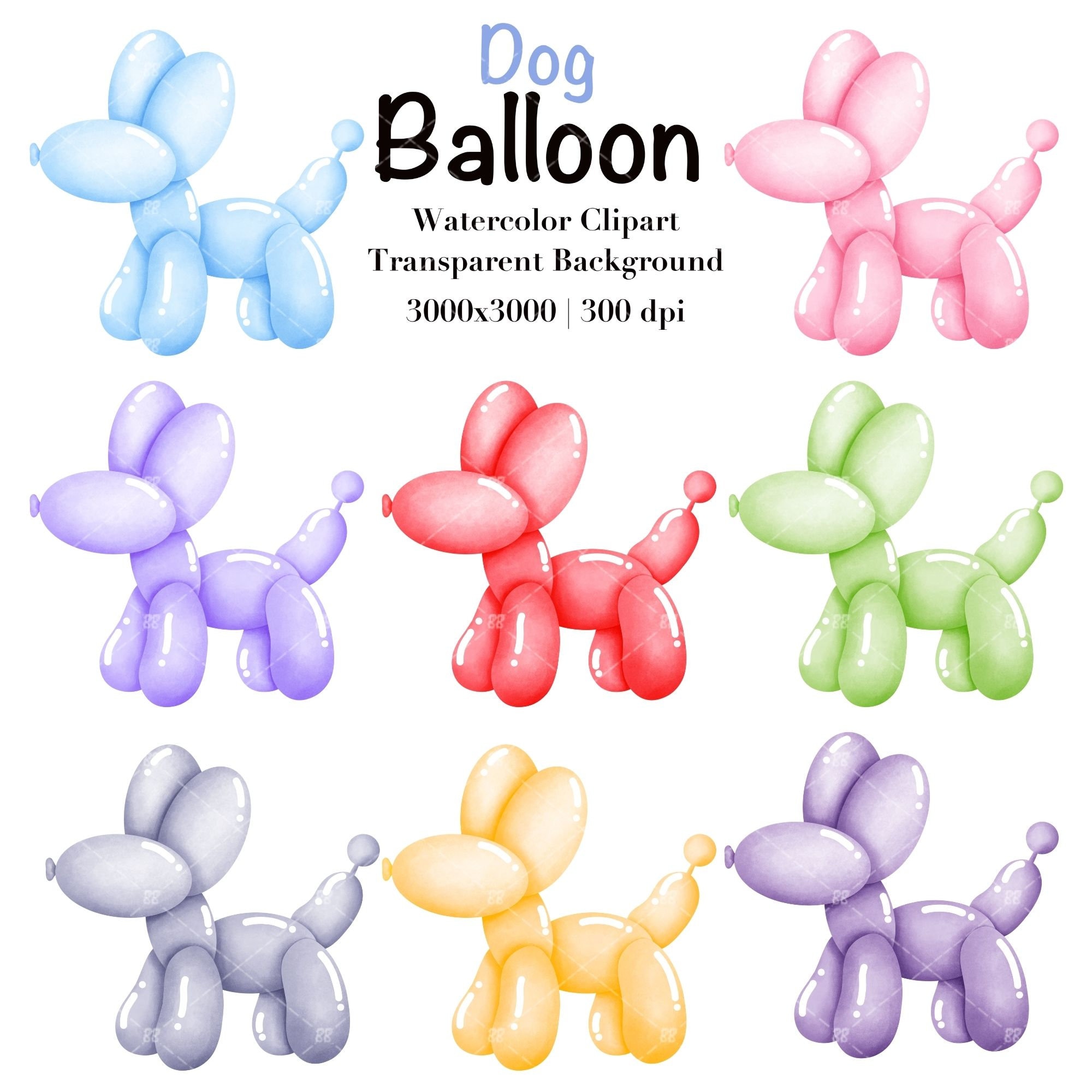 Balloon Animal PNG Clipart, Dog Balloons, Baby Shower Clipart, Birthday ...