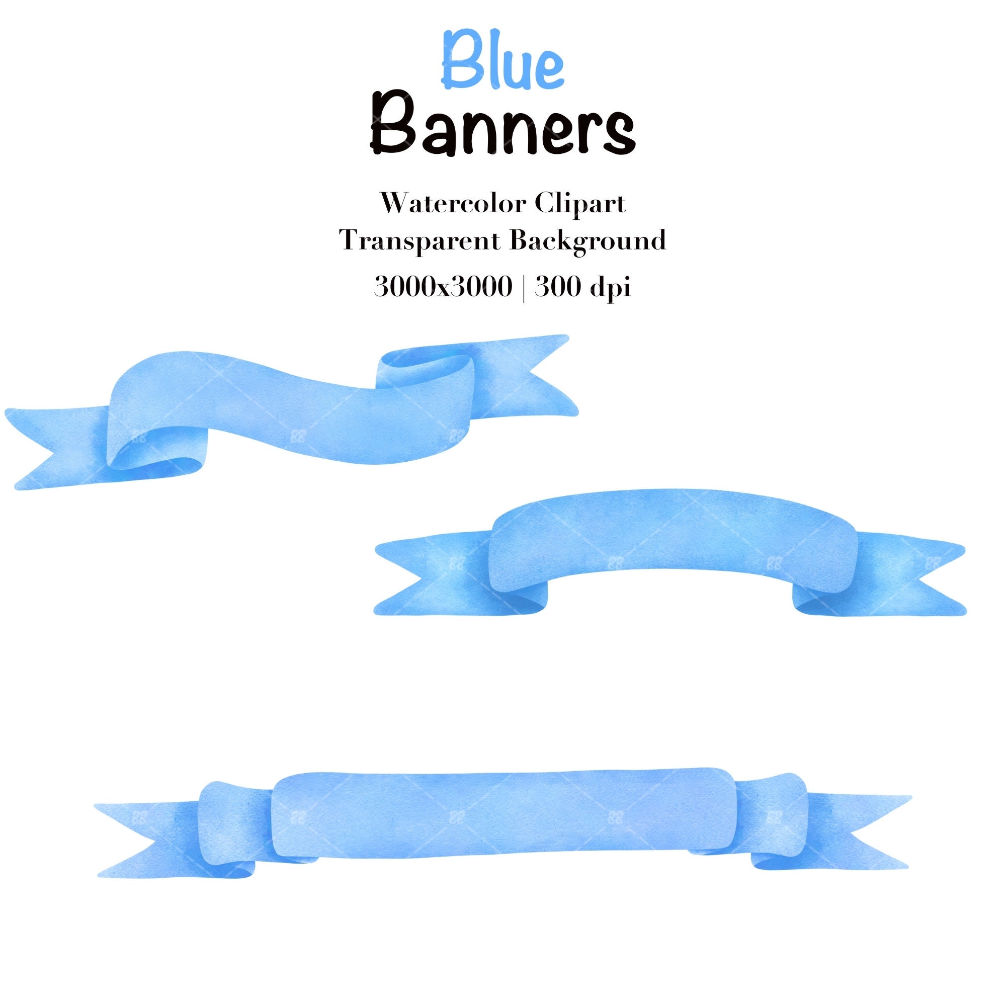 Blue Coquette Ribbon Bow Png,watercolor Pastel Ribbon Banners and Bows ...