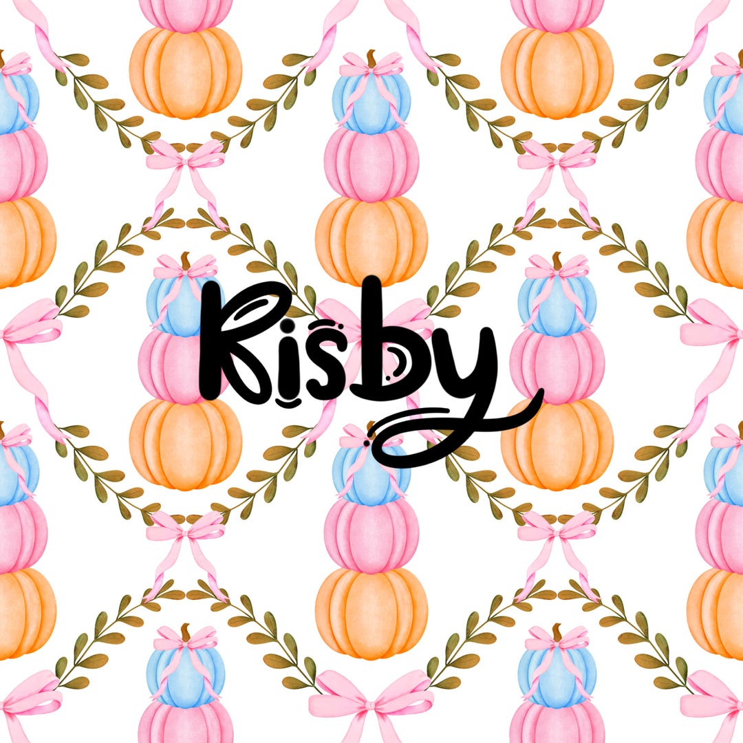 Pink Pumpkin Topiary Bow Seamless Pattern, Preppy Grandmillenial Fall ...