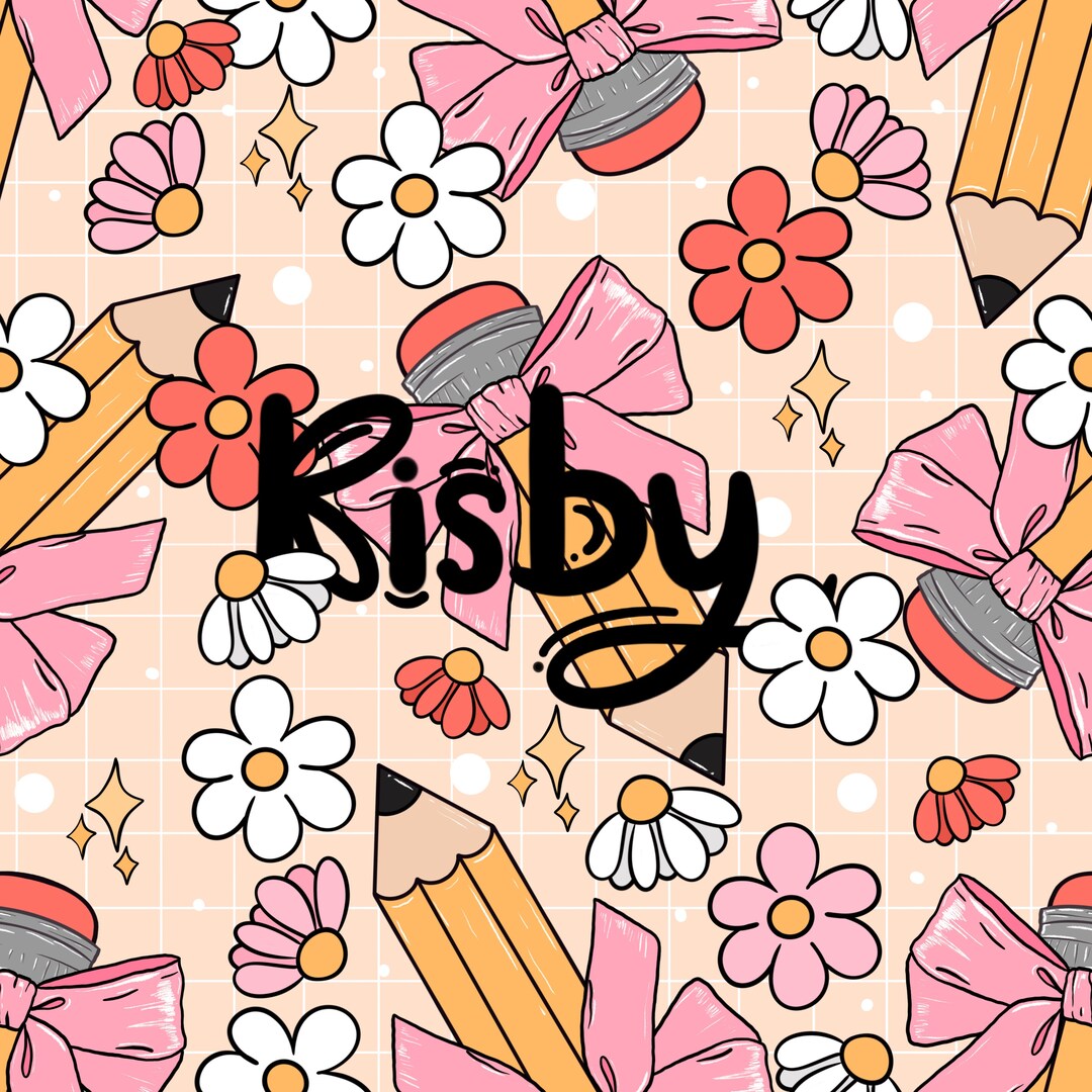 Pencil Bow Seamless Pattern: Retro Back to School Digital Paper (JPG ...