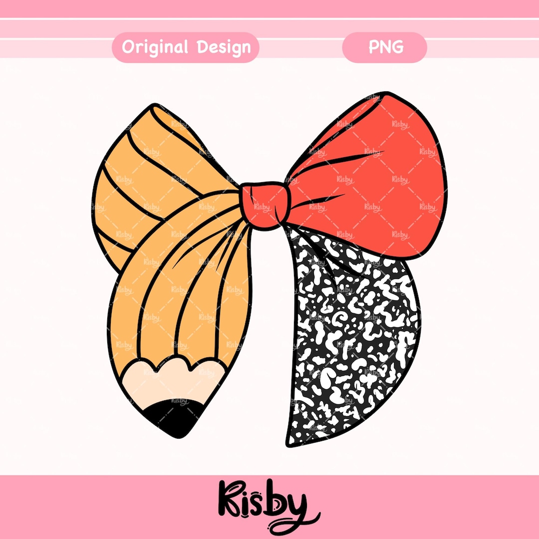 Coquette Teacher Bow PNG: Pencil Composition Book Design (digital ...