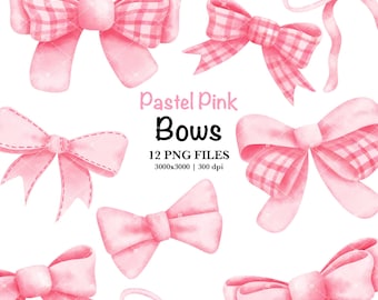 Watercolor Pink Bow Ribbon Clipart PNG - Etsy