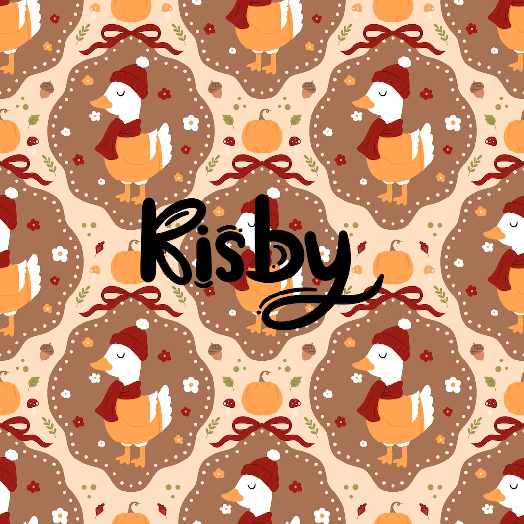 Cottagecore Fall Goose Seamless Pattern Coquette Fall Geese Pumpkin Bow ...