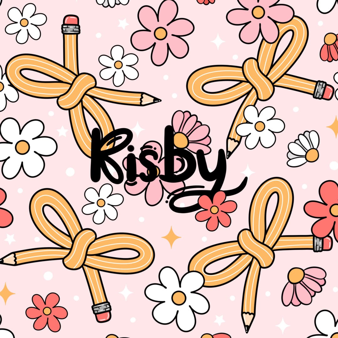 Back to School Pencil Bows Seamless Pattern Retro Teacher Coquette Bows ...