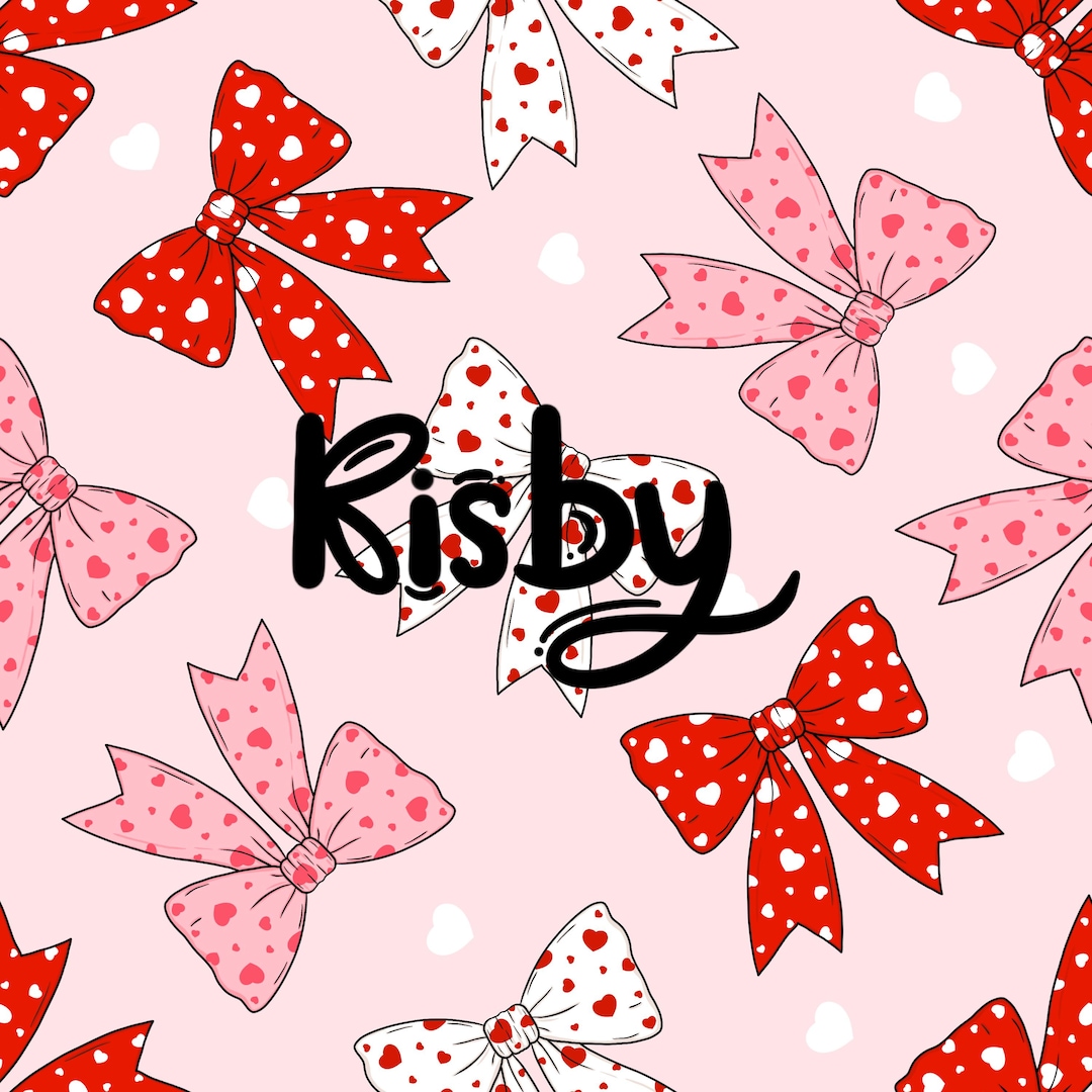 Valentine Coquette Bow Hearts Seamless Pattern, Romantic Ribbon Digital ...