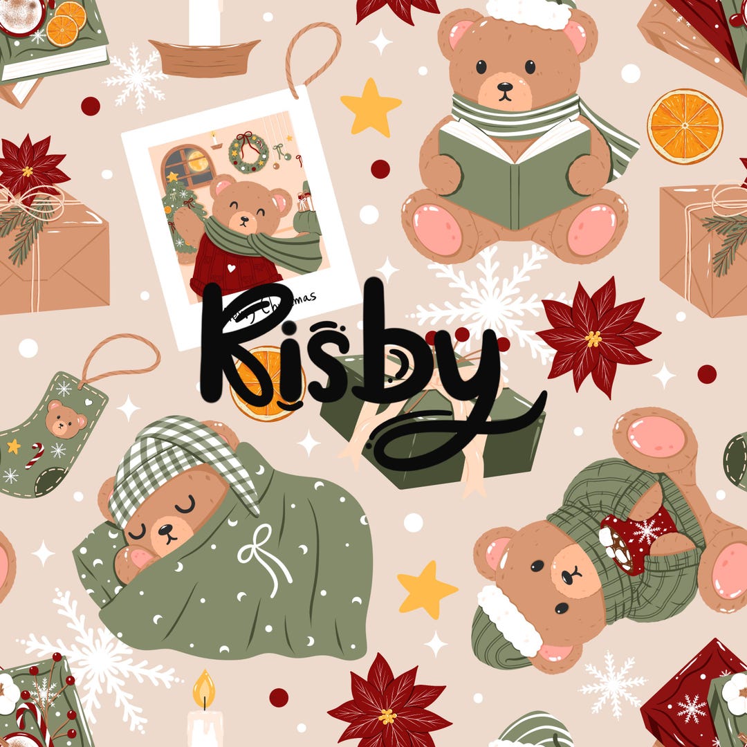 Cottagecore Christmas Teddy Bears Seamless Pattern, Cozy Winter Digital ...