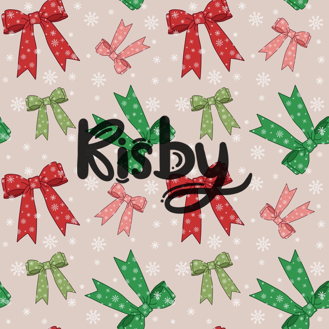 Watercolor Christmas Ribbon Seamless Pattern: Red & Green Bows ...