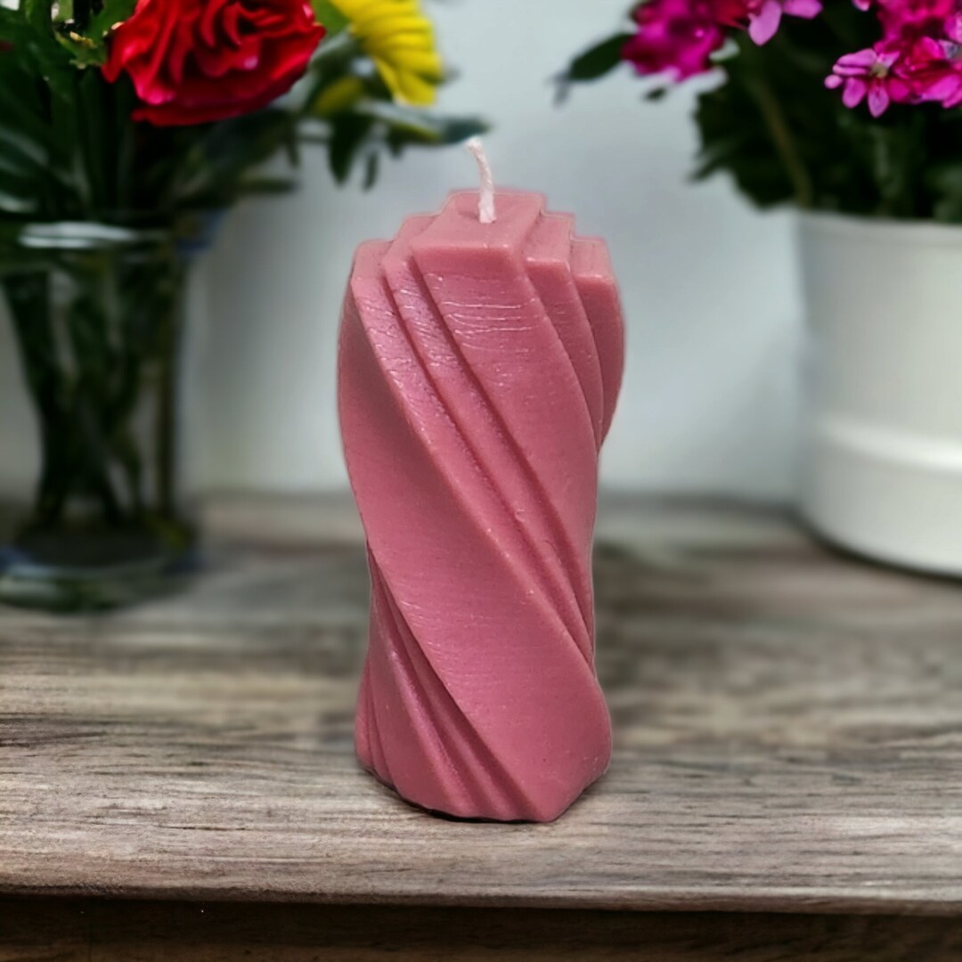 Twisted Ribbed Candle Swirl Candle Home Decor Decorative Natural Soy ...