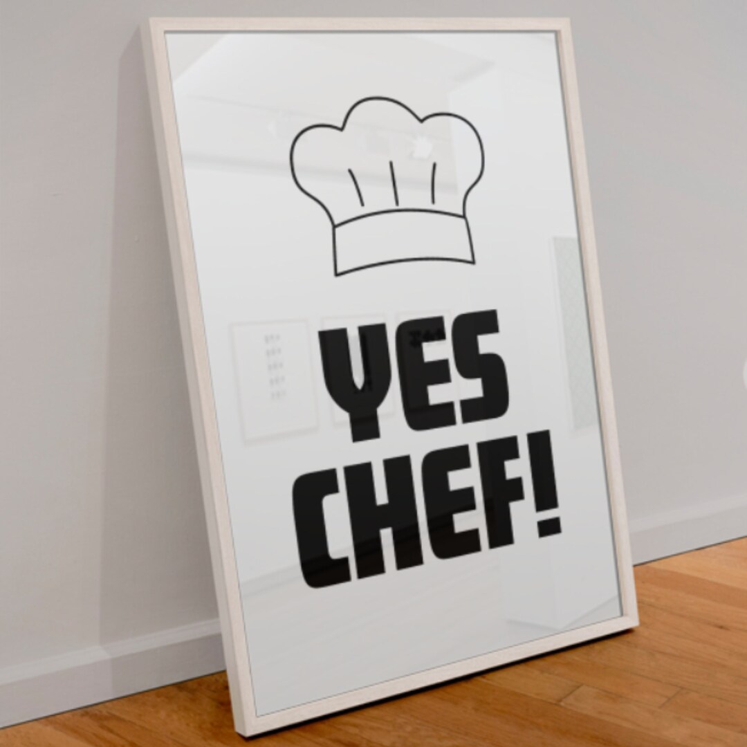 Yes Chef Wall Art/ Funny Quote Wall Art/ Kitchen Room Wall Art/ Chef ...