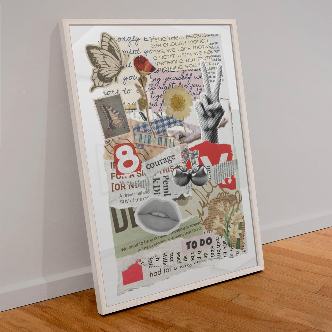 Newspaper Cut-out Collage Wall Art,magazine Cut-out Collage Print ...