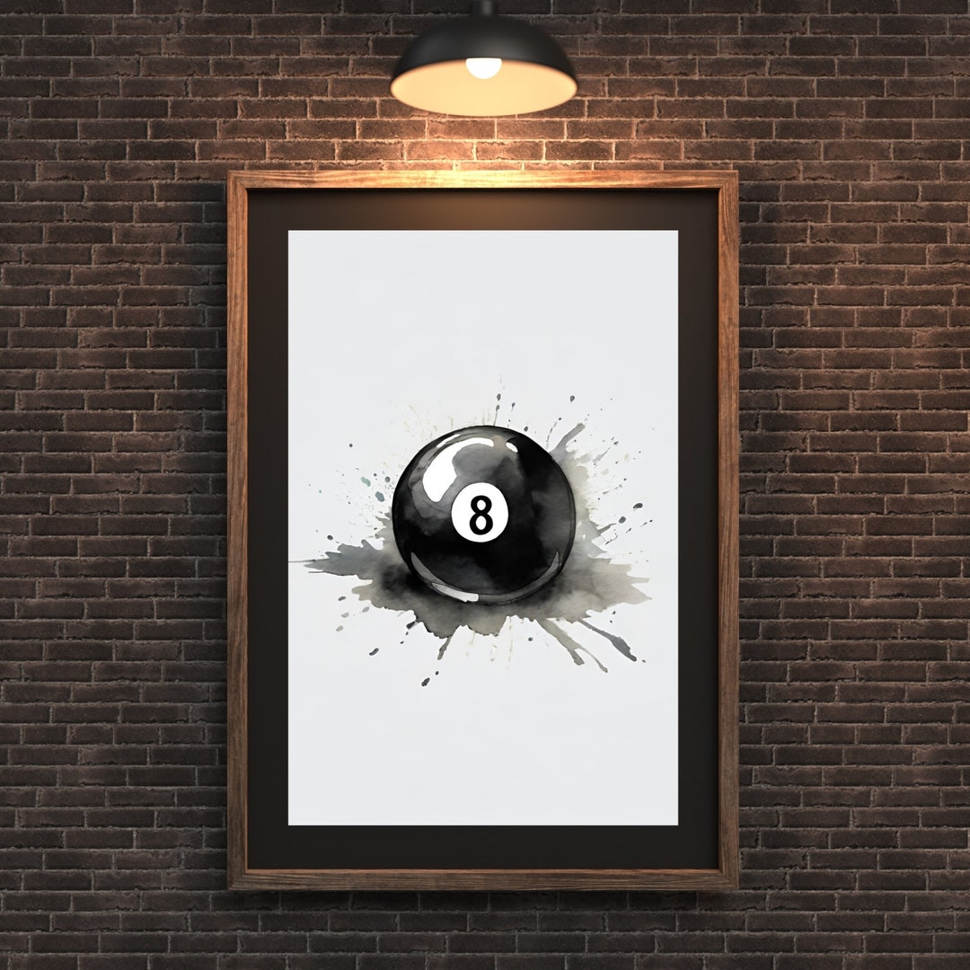 Retro 8 Pool Ball Print,8 Ball,funky Home Decor,wall Art Trendy Retro ...