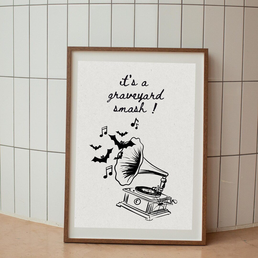 Monster Mash Wall Art,spooky Record Player Print,retro Halloween Print ...