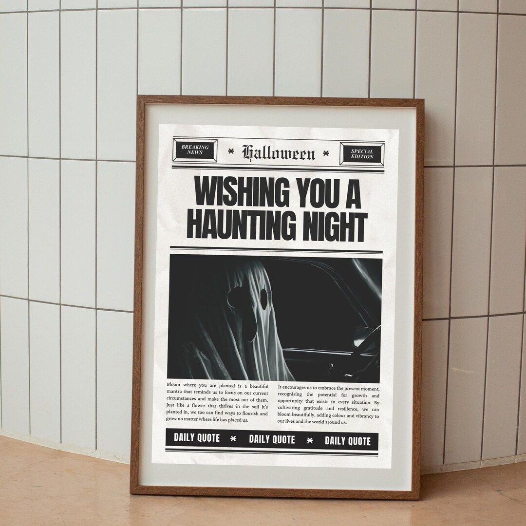 Ghost Driving Car Wall Art,newspaper Halloween Wall Art, Halloween Home ...