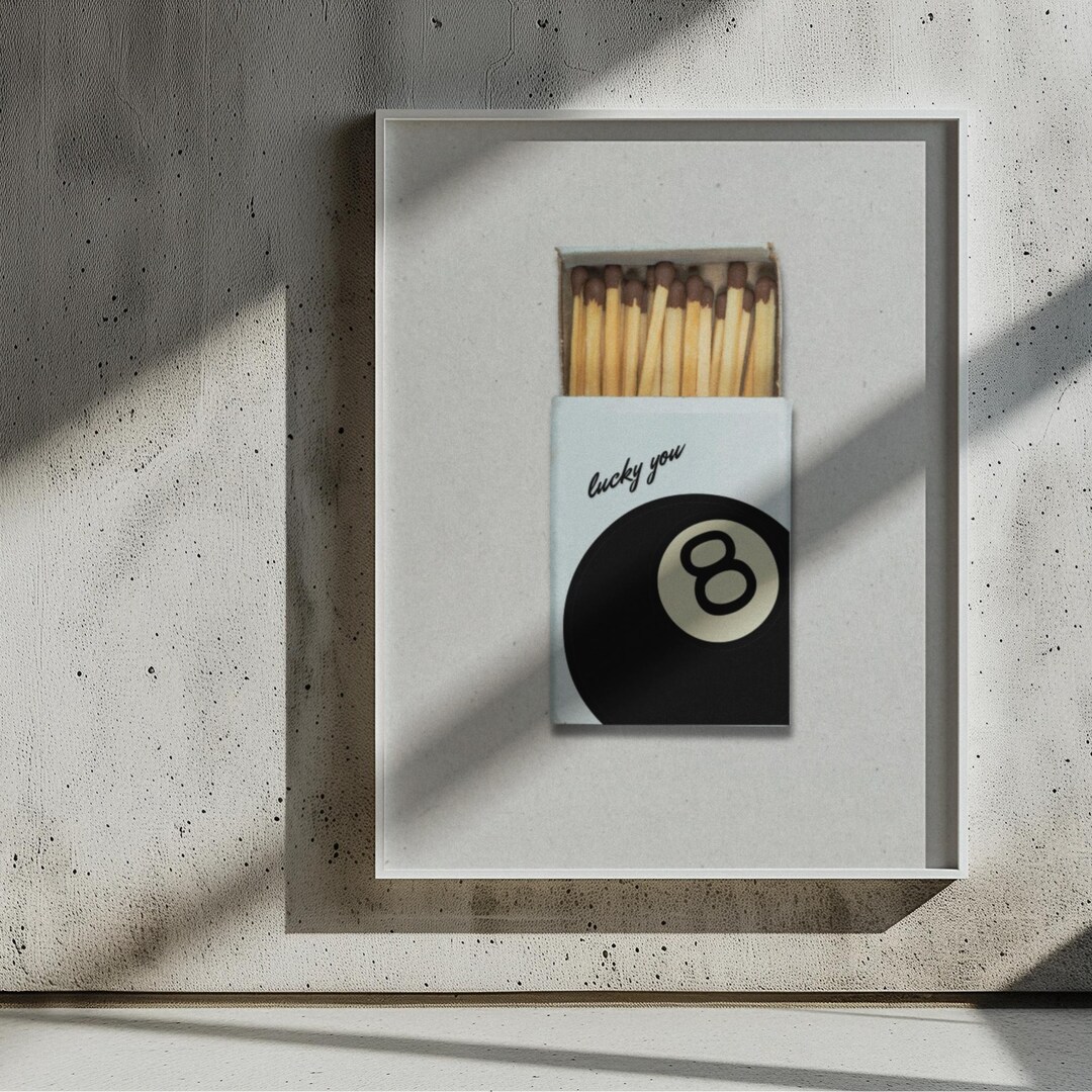 Retro 8 Ball Matchbox Print: Lucky You Wall Art (digital Download) - Etsy