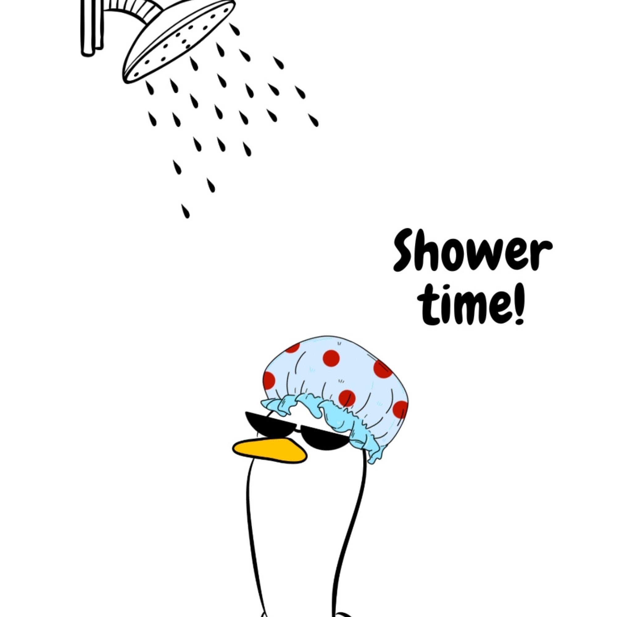 Duck in Shower Time/cute Duck Wall Art/minimalist Wall Art/funny ...
