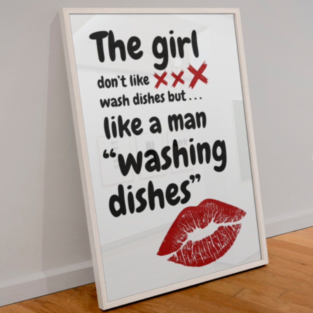 Kitchen Wall Art Aesthetic/do the Dishes Print/girly Kitchen Decor/cute ...