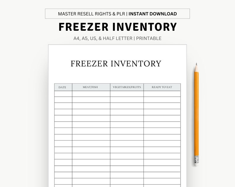 Printable Freezer Inventory Planner, Freezer Inventory Template ...