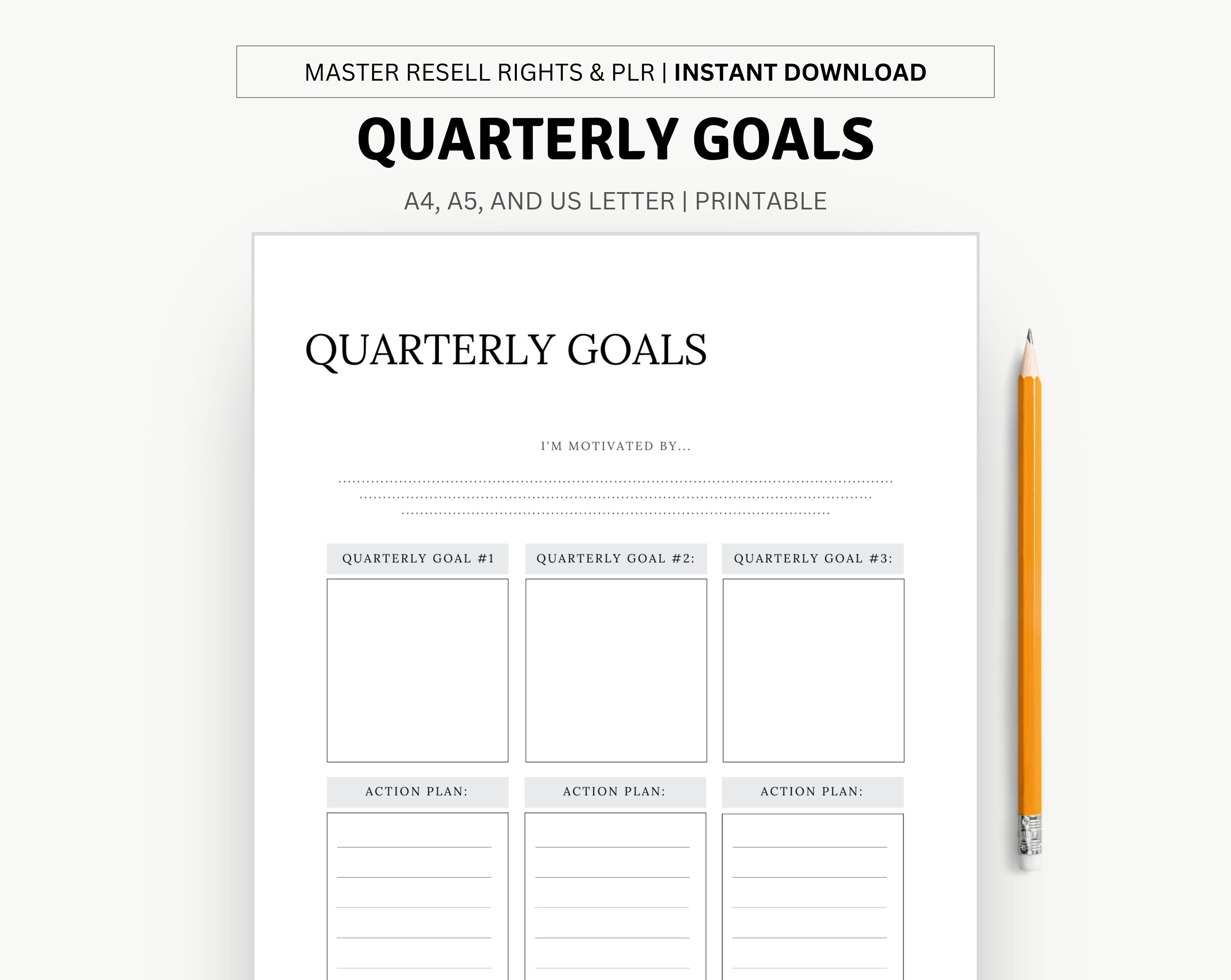 Quarterly Goal Printables Instant Download for Productivity Boost - Etsy
