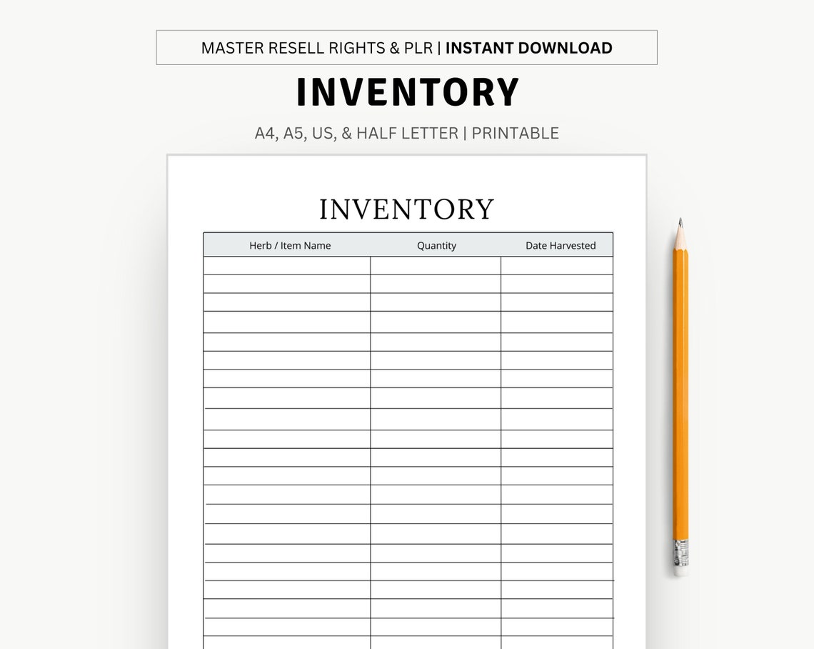 Printable Inventory Tracker Planner Page, Inventory Management, Product ...