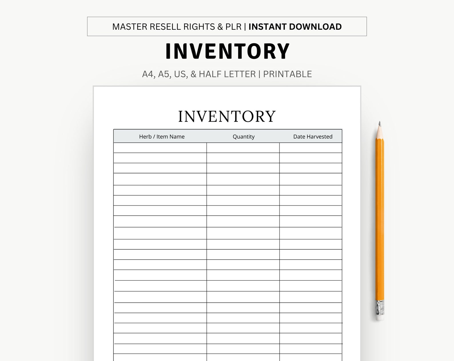 Printable Inventory Tracker Planner Page, Inventory Management, Product ...