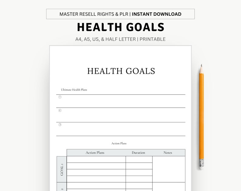 Ultimate Printable Health Goals Planner Achieve Wellness Milestones ...